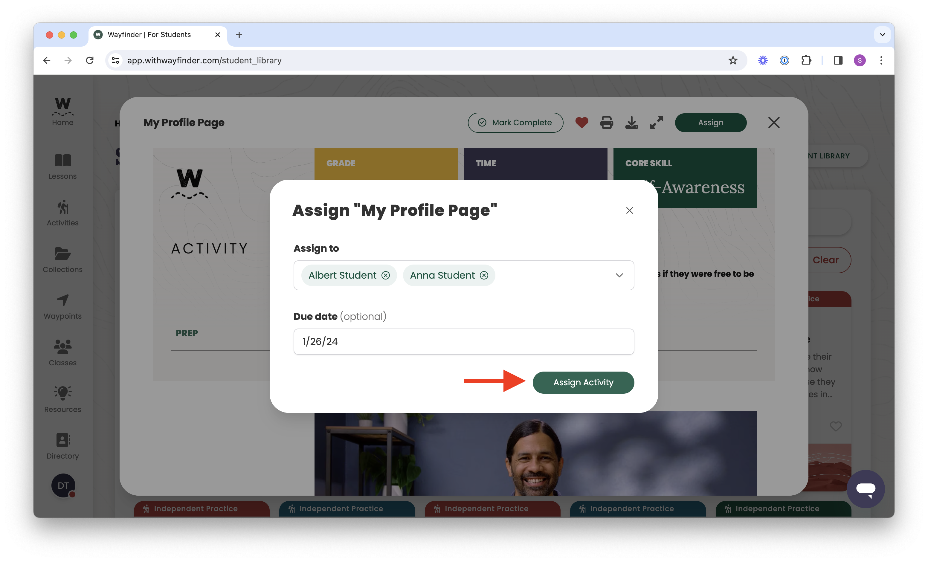 How to Assign an Independent Practice Activity – Wayfinder