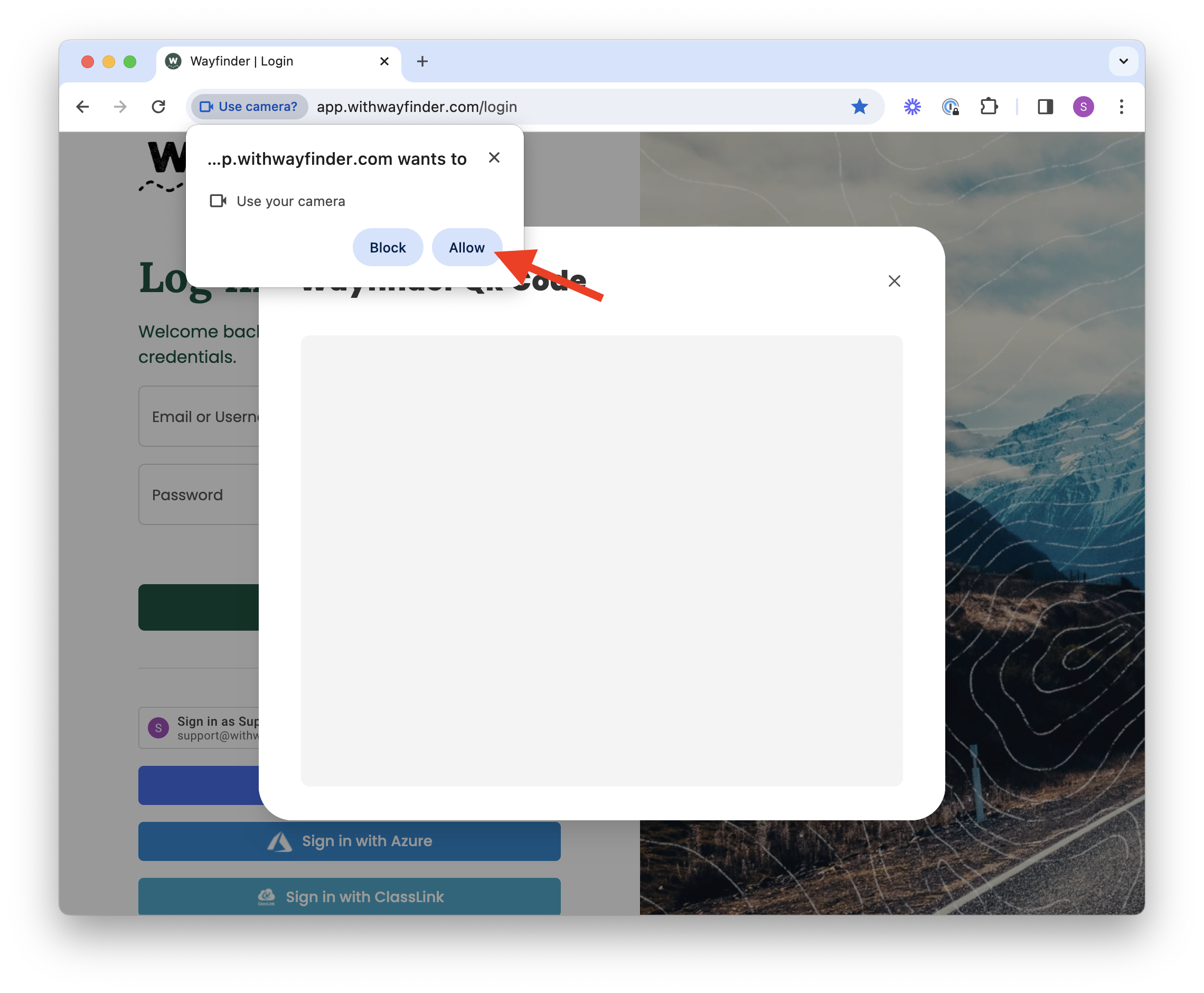 Logging in with QR Codes or Generated Credentials – Wayfinder